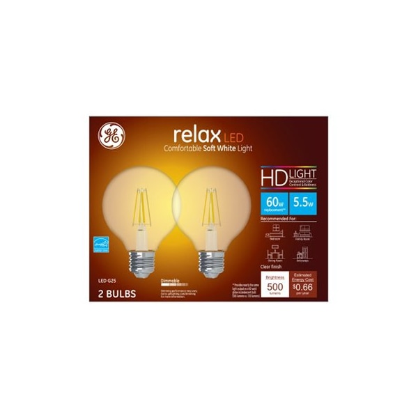 Current Ge 2Pk 5.5W Sw G25 Bulb 31544 | Zoro