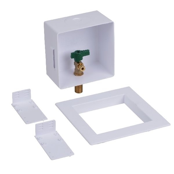 Oatey Ice Maker Outlet Box with 1/4 Turn Valve, Polystyrene, White ...