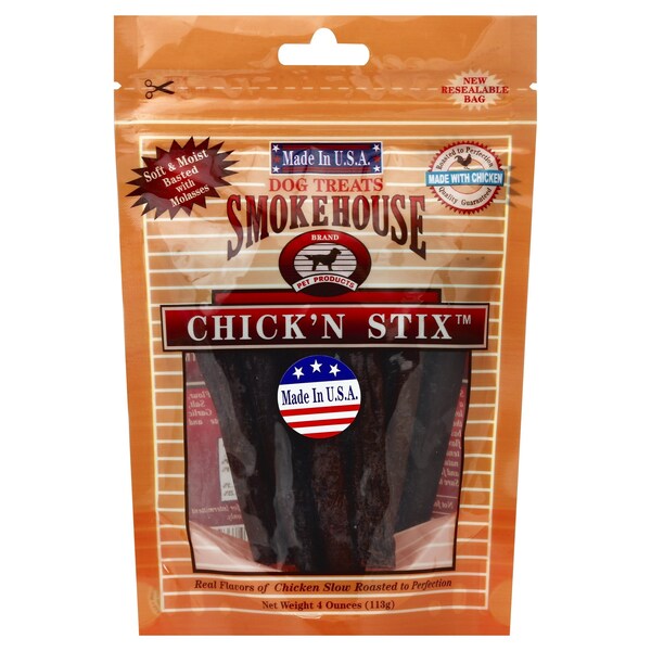 Smokehouse SH CHICKEN STIX DOG SNACK RESEALABLE BAG W/HEADER 4OZLB ...