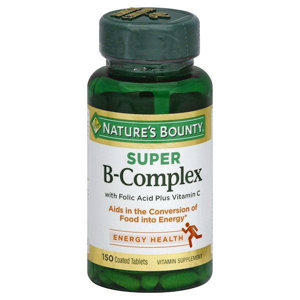 Natures Bounty Super B-Complex with Folic Acid Plus Vitamin C Tablets ...