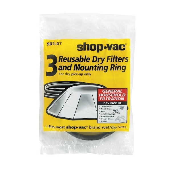 Shop-Vac 9010733 Filter Disc Reusable 3PK 901-07-00 | Zoro