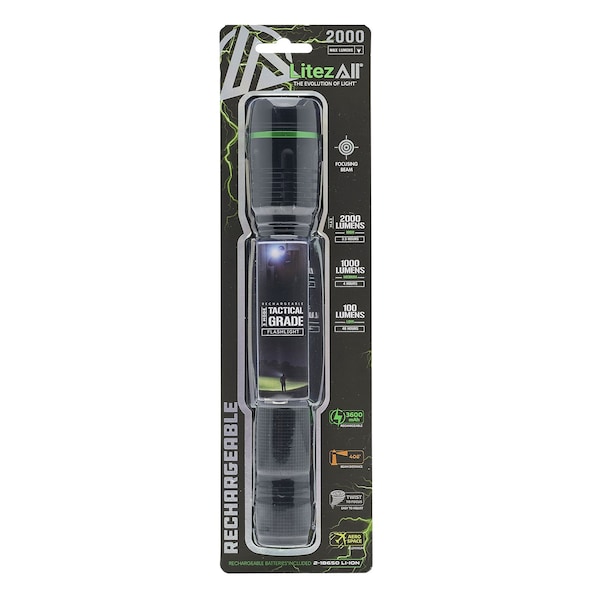 Litezall Rechargeable Thin 2000 Lumen Tactical Flashlight LA-2KTHN-6/12 ...