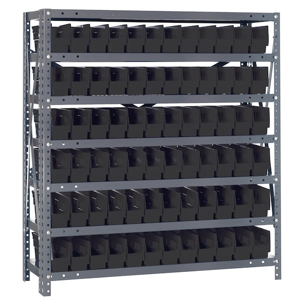 Quantum Storage Systems Steel Shelving with plastic bins 1239-100BK | Zoro