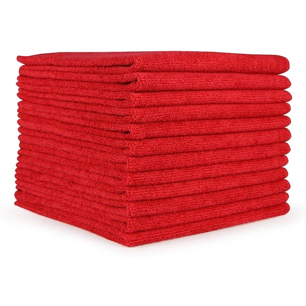 R & R Textile Mills, Inc. General Purpose Rag, 12"x12", Microfiber, Red ...