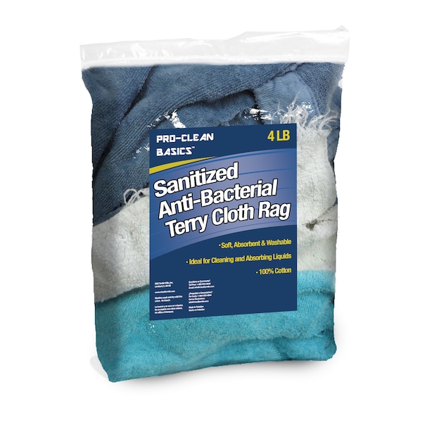 Proclean Sanitized Anti-Bacterial Terry Cloth Rag, Colored, 4lbs Bag ...