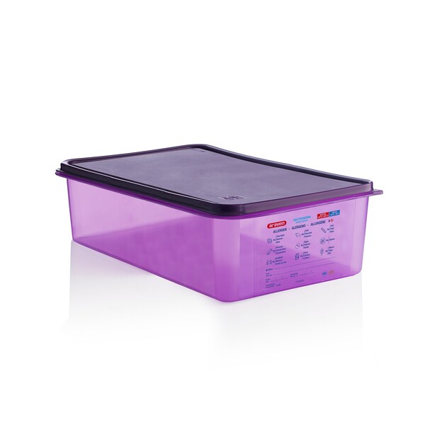 Araven ALLERGEN AIRTIGHT CONTAINER GN1/2, 21, 6qt PURPLE, 20 7/8" X 12 ...