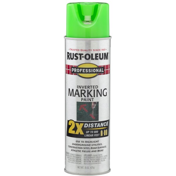 Rust-Oleum Inverted Marking Paint, 15 Oz, Fluorescent Green 266574 | Zoro