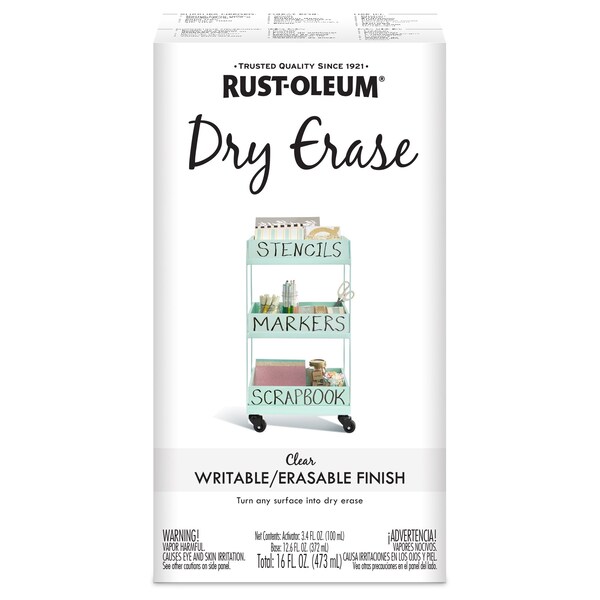 Rust-Oleum Dry Erase Paint, Gloss Clear, Kit 284637 | Zoro