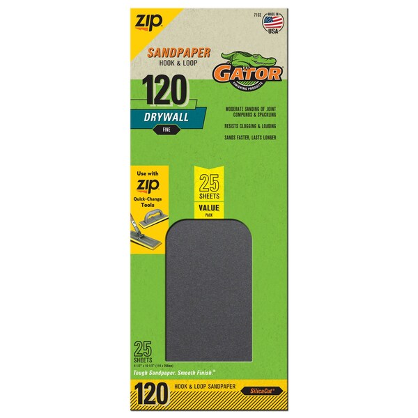Gator Finishing Zip SilicaCut Drywall Hook and Loop Sandpaper Sheets ...