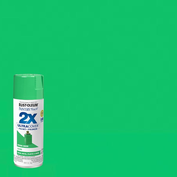 Rust-Oleum Spray Paint, Spring Green, Gloss, Solvent, 12 Oz 334055 | Zoro