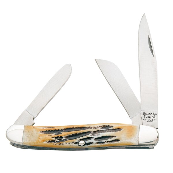 Bear & Sons Cutlery 2023 Bear 3 7/8' Genuine India Stag Bone Large ...
