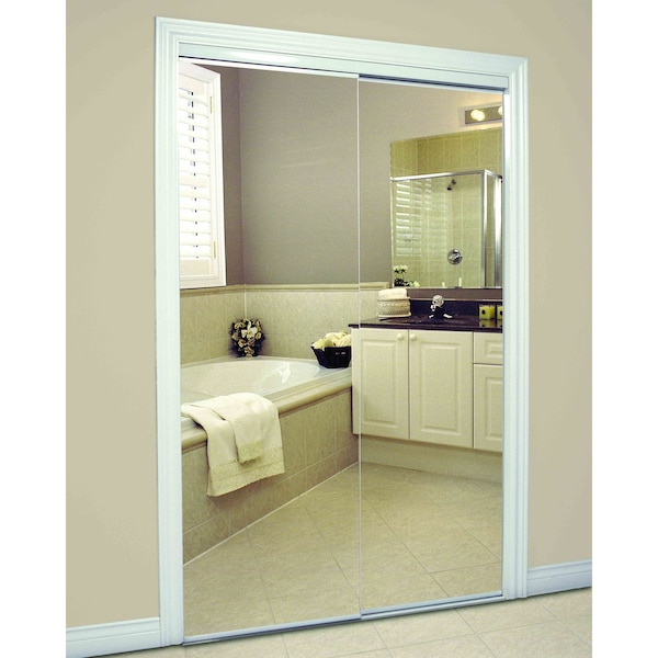 Renin 72 in. x 80 1/2 in. Bypass Mirrored Closet Door BY320BBWCLE072080 ...