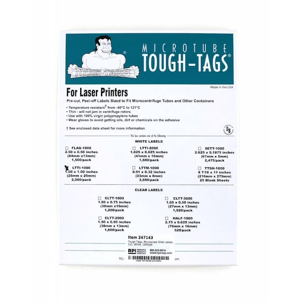 Diversified Biotech Tough-Tags, Microscope Slide Labels, 1x1, White ...
