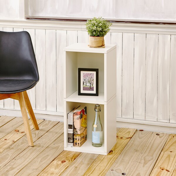 Way Basics Eco 2 Shelf Narrow Bookcase, White BS-285-340-770-WE | Zoro