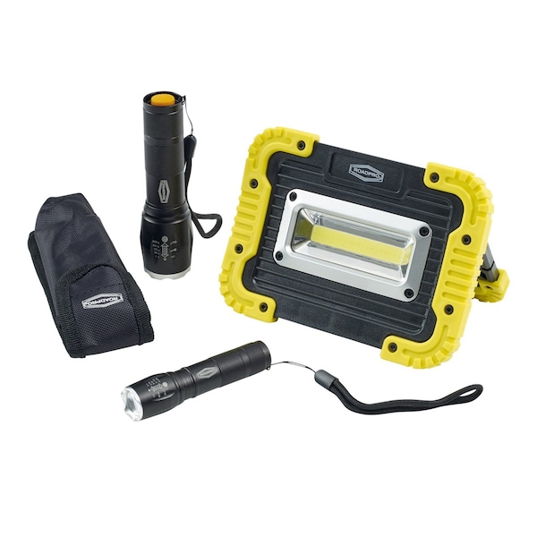 Roadpro Flashlight Combo Kit With Work Light Portable Emergency ...