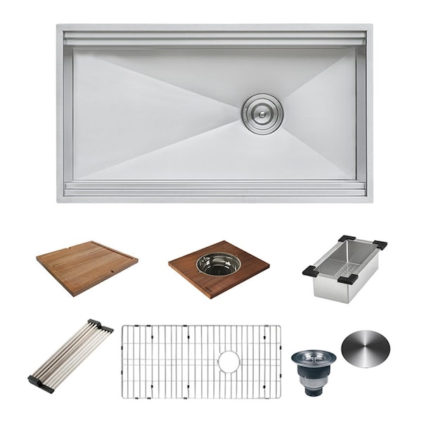Ruvati 33" Workstation Two-Tiered Ledge Kitchen Sink Undermount 16 ...
