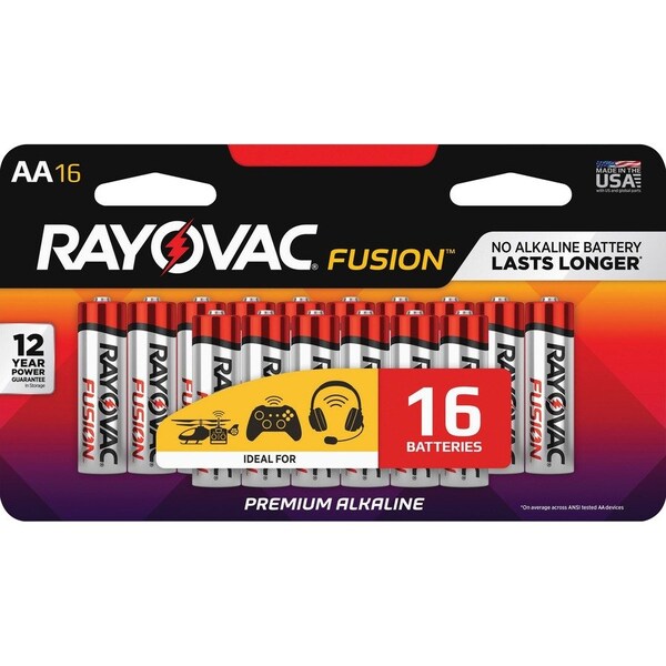 Rayovac BATTERY, FUSION, AA, 16-PACK RAY81516LTFUSK | Zoro
