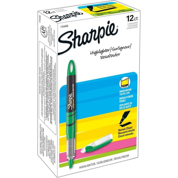 Sharpie Liquid Highlighter, Chisel Point, Fluorescent. Green 12PK ...