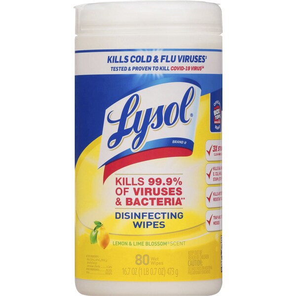 Lysol Disinfecting Wipes, Lemon/Lime Blossom, PK 80 (RAC77182CT) | Zoro