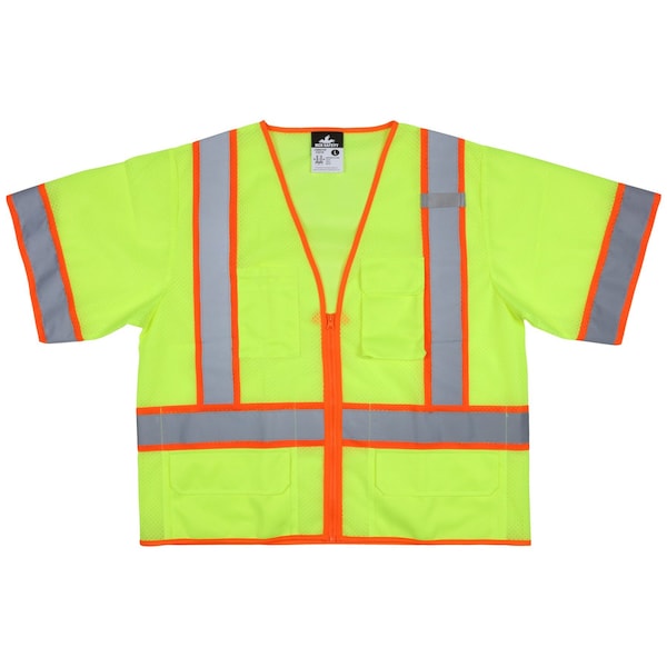 Mcr Safety Hi-Vis Safety Vest 9XL Class 3 , Zipper 6 Pockets, 1 Mic Tab ...