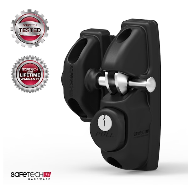 Safetech Hardware Key-Lockable Gate Latch, Black (SLV-VIPER-X1) | Zoro