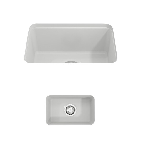 Bocchi 18 in W x 12 in L x 8 in H, Fireclay, Fireclay Kitchen Sink 1358 ...