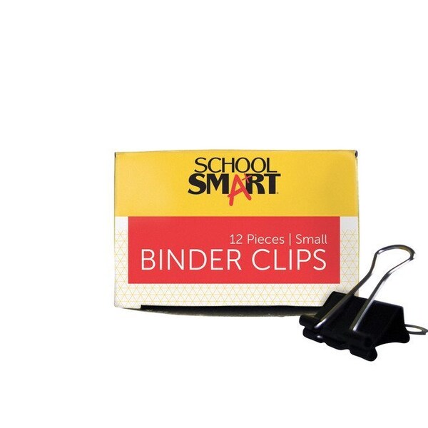 School Smart Binder Clip Set, 3/4 in W, Small, 3/8 in Capacity ...