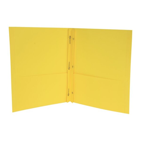 School Smart Folder with Fasteners, 2-Pocket, Yellow, Pack of 25 PK ...