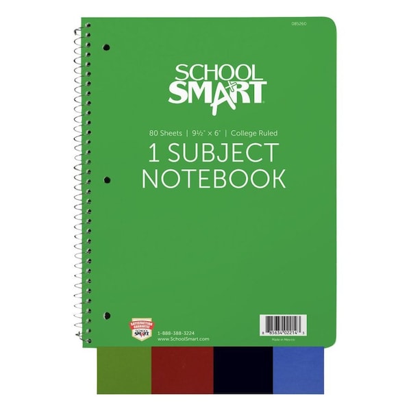 School Smart PAPER NOTEBOOK 1 SUBJECT 11X8.5 100 SHEET P085421SS-5987 ...