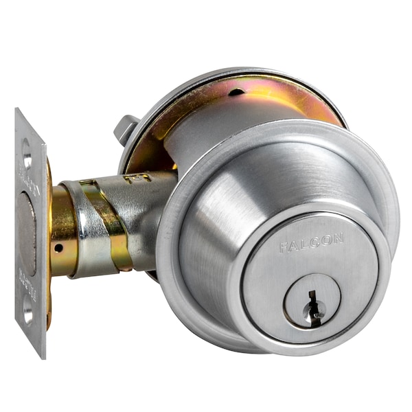 Falcon Single Cylinder Classroom Deadbolt, G Keyway, US26D D111P 626 | Zoro