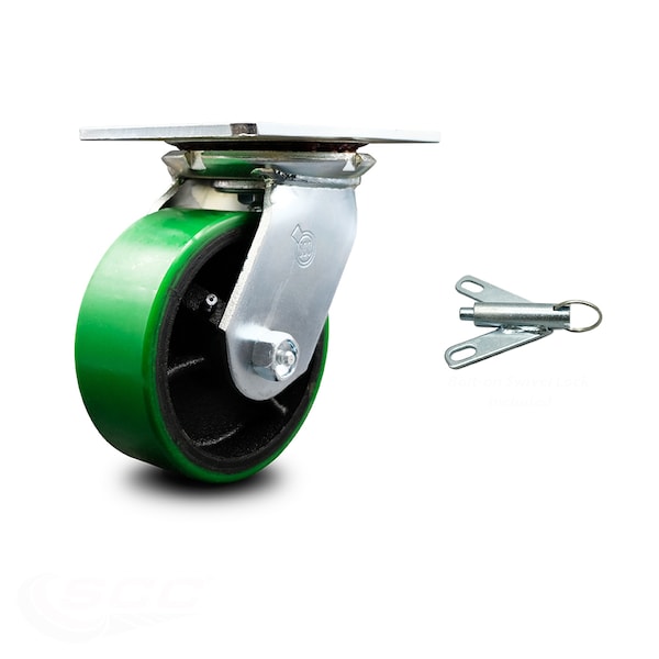 Service Caster 5 Inch Green Poly on Cast Iron Caster with Roller ...