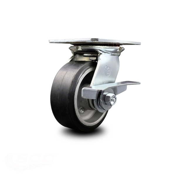 Service Caster 5 Inch Heavy Duty Rubber on Aluminum Caster with Roller ...