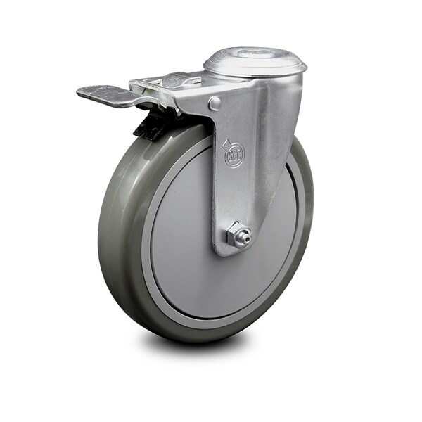 Service Caster 6 Inch Gray Polyurethane Wheel Bolt Hole Caster with ...