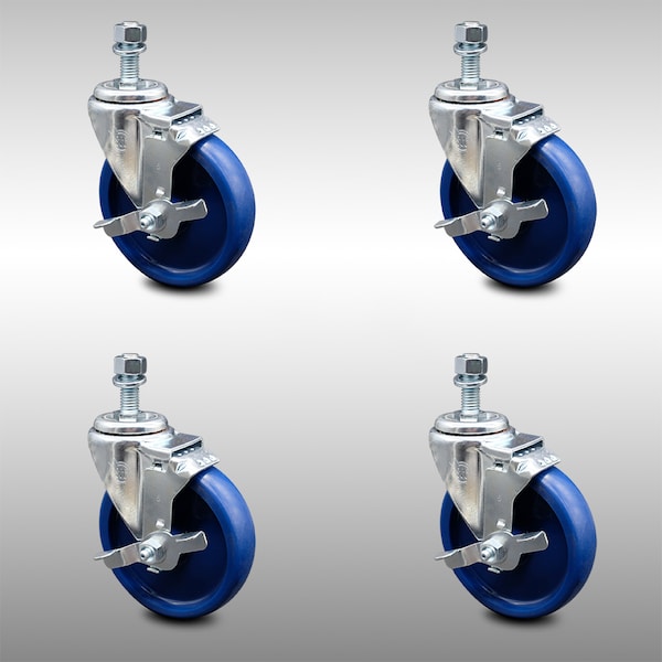 Service Caster 5 Inch SS Solid Polyurethane Wheel Swivel 1/2 Inch ...