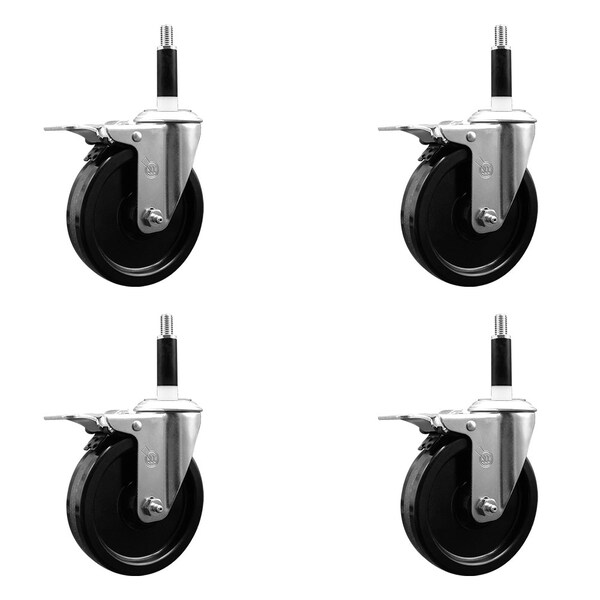 Service Caster 5'' Phenolic Swivel 7/8'' Expanding Stem Caster Set ...