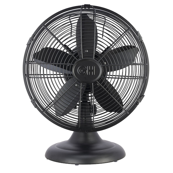Good Housekeeping 12in Retro Table Fan in Matte Black 92603 | Zoro