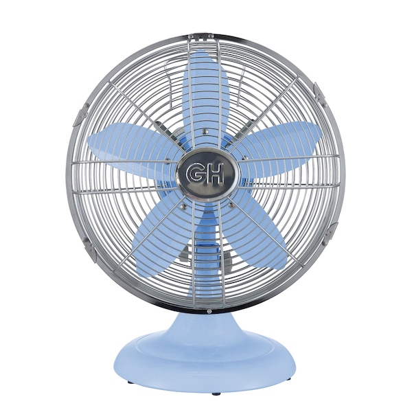 Good Housekeeping 12in Retro Table Fan in Light Blue finish 92608 | Zoro