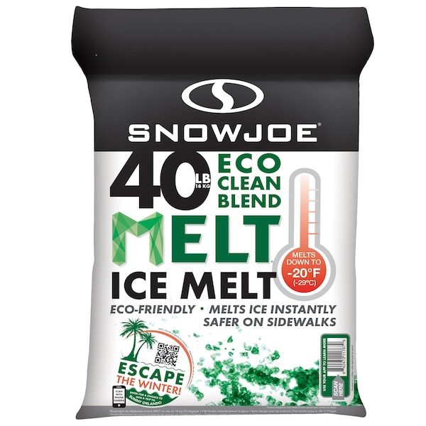 Snow Joe 40 lb Bag Eco Clean Ice Melt, Melts Down to -20 Degrees, Green ...