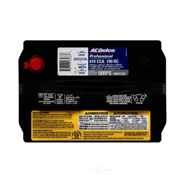 Acdelco Vehicle Battery, 58RPS 58RPS | Zoro