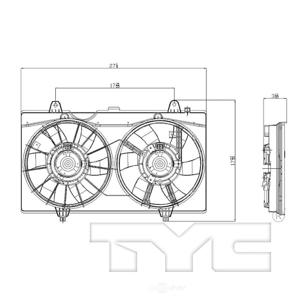 Tyc Dual Radiator and Condenser Fan Assembly, 621770 621770 | Zoro