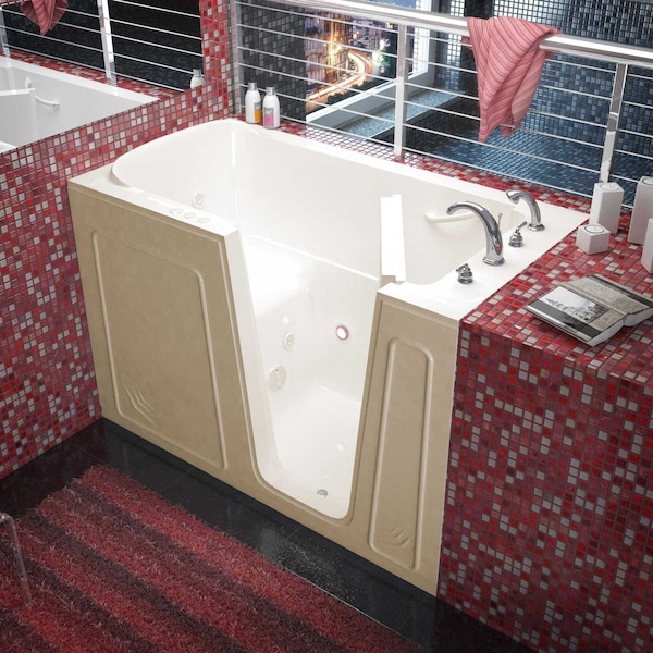 Meditub Walk-In 32 x 60 Right Drain Biscuit Whirlpool Walk-In Bathtub ...