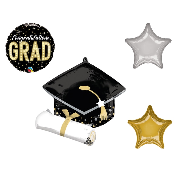 Loonballoon Graduation Grad Theme Balloon Set, 25in. Black Grad Cap ...