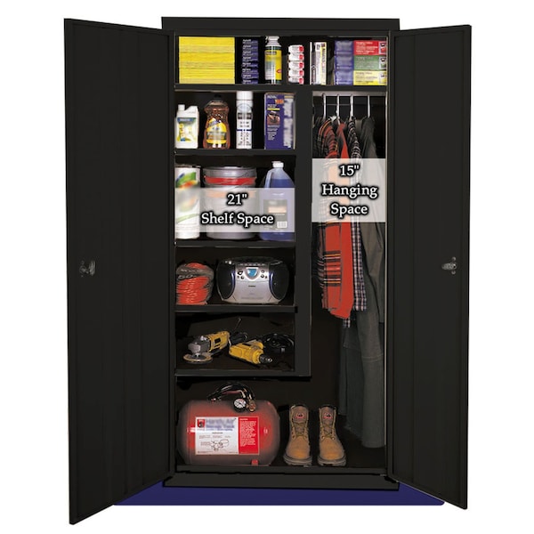 Steel Cabinets Usa Storage Cabinet, 36" W, 72" H, Black AF-361-B | Zoro