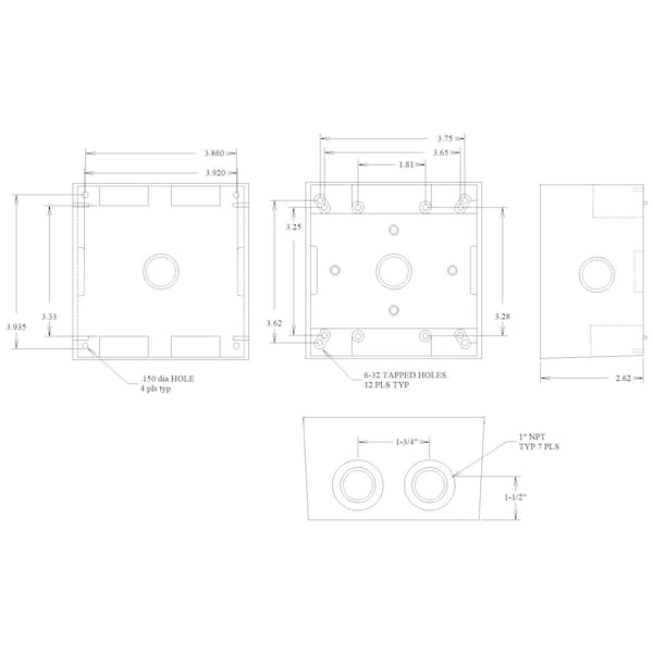 Mulberry Electrical Box, 37.3 cu in, Outlet Box Type, 2 Gangs, Aluminum ...