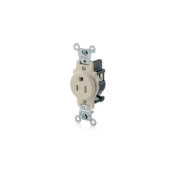 Leviton 15A Single Receptacle 125Vac 5-15R Iv T5015-I | Zoro