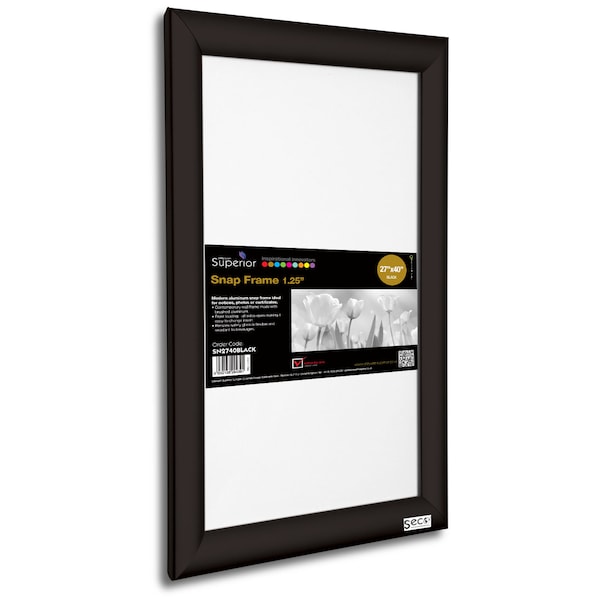 Seco Poster Snap Frame, 27" x 40", Black SN2740BLACK | Zoro