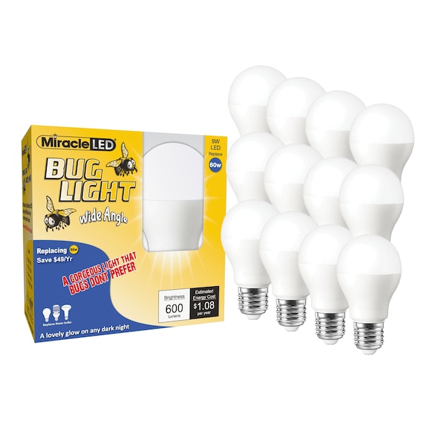 Miracle Led Bug Light Wide Angle Yellow Amber: A19, 60 W INC/13 W CFL ...