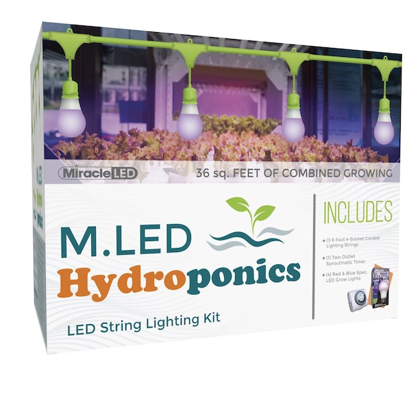 Miracle Led Hydroponics 4-Socket LED Red & Blue Spectrum Grow Kit ...