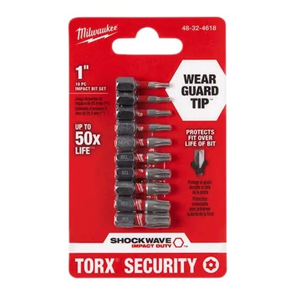 Milwaukee Tool 10-Pc Shockwave Impact Torx Security Insert Bit Set ML48 ...