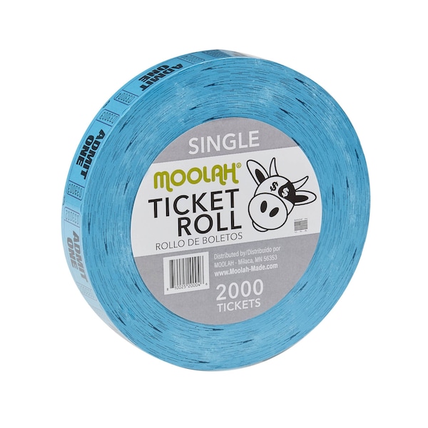 Moolah "Admit One" Single Raffle Ticket Roll, Blue, 2000 Tickets 729203 ...